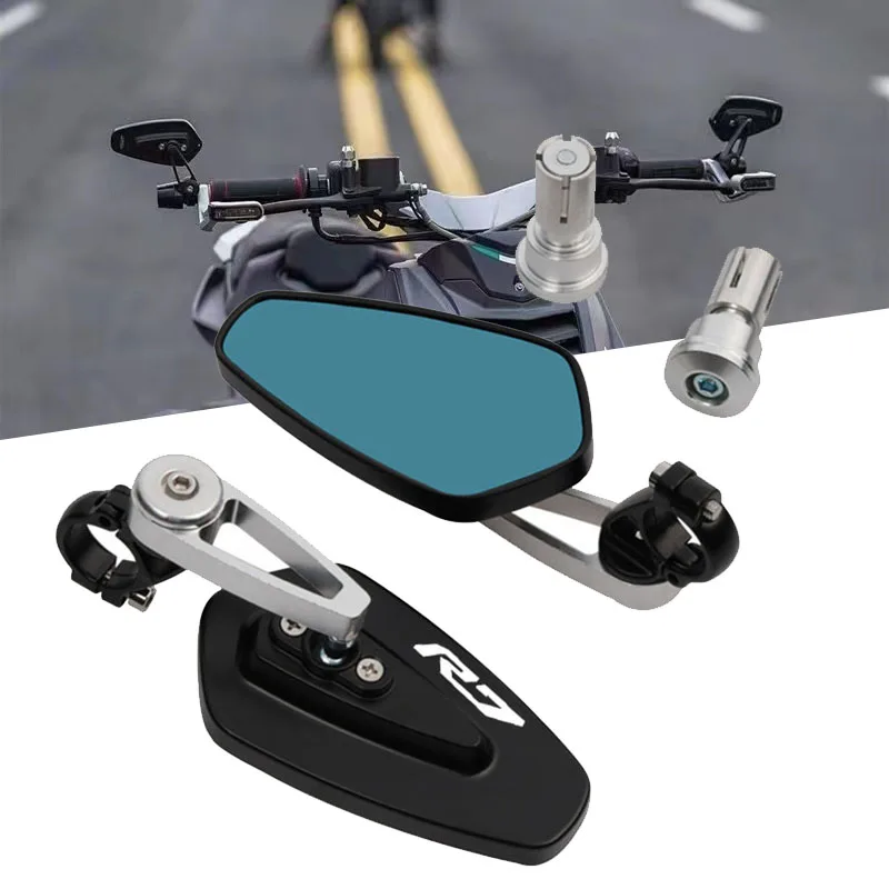 Motorcycle-22mm-7-8-Aluminum-Alloy-Bar-Grips-End-Rearview-Side-Mirrors ...