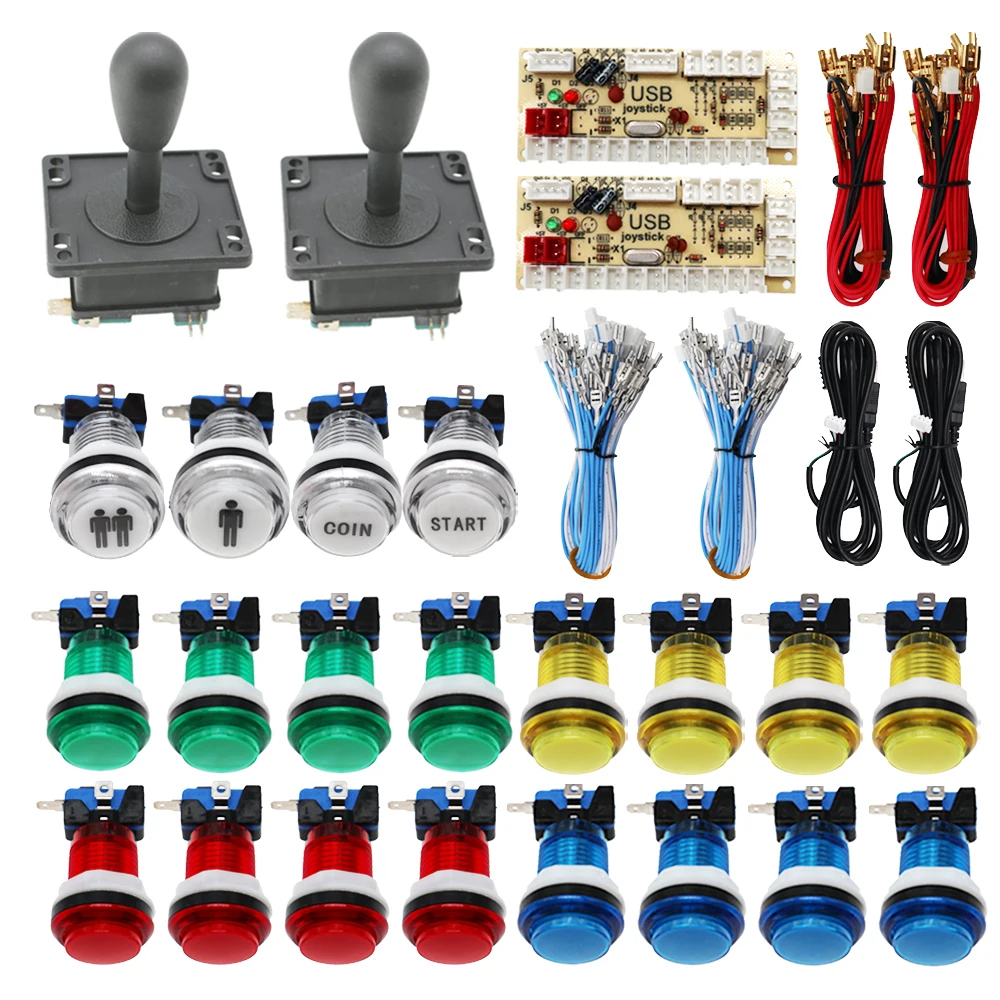 2-players-American-Joystick-kit-with-Zero-Delay-USB-Encoder-12V-LED ...