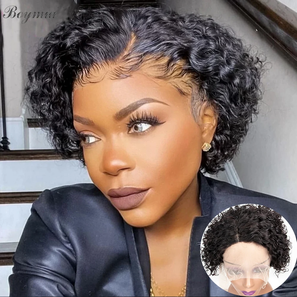 Pixie-Cut-Wig-Lace-Frontal-Human-Hair-Wigs-Short-Curly-Bob-Human-Hair ...