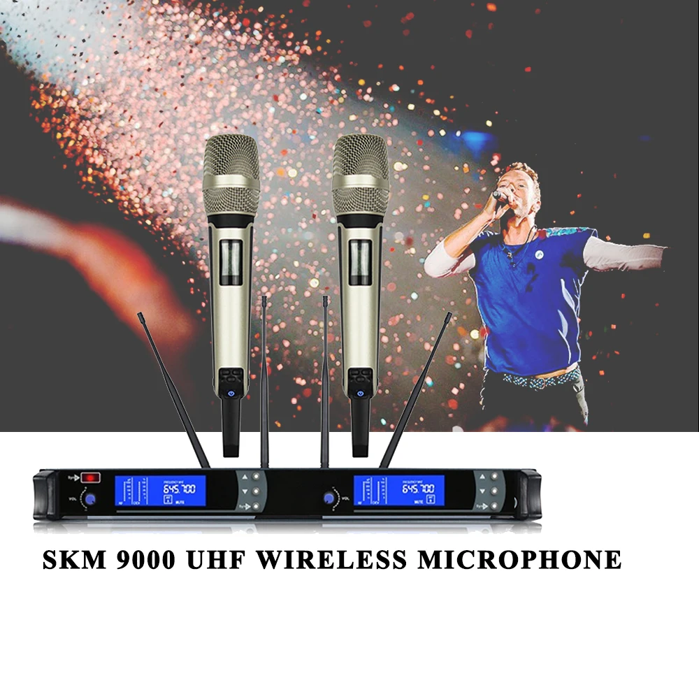 SKM9000-Wireless Microfone, Canais Duplos, Verdadeira Diversidade, UHF Pro, Sistema de Microfone ...