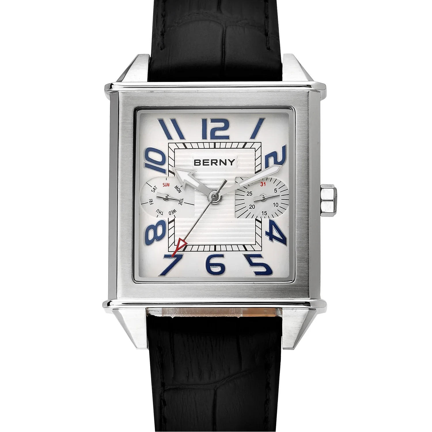 BERNY-Quartz-Watch-For-Men-Luminous-Tank-3ATM-Waterproof-Square-Day ...