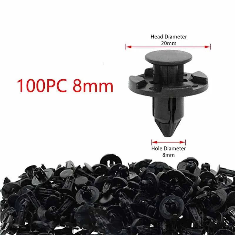 10-20-50-100PC-Clip-8mm-Fasteners-Rivets-Clips-Bumper-Door-Panel-Fender ...
