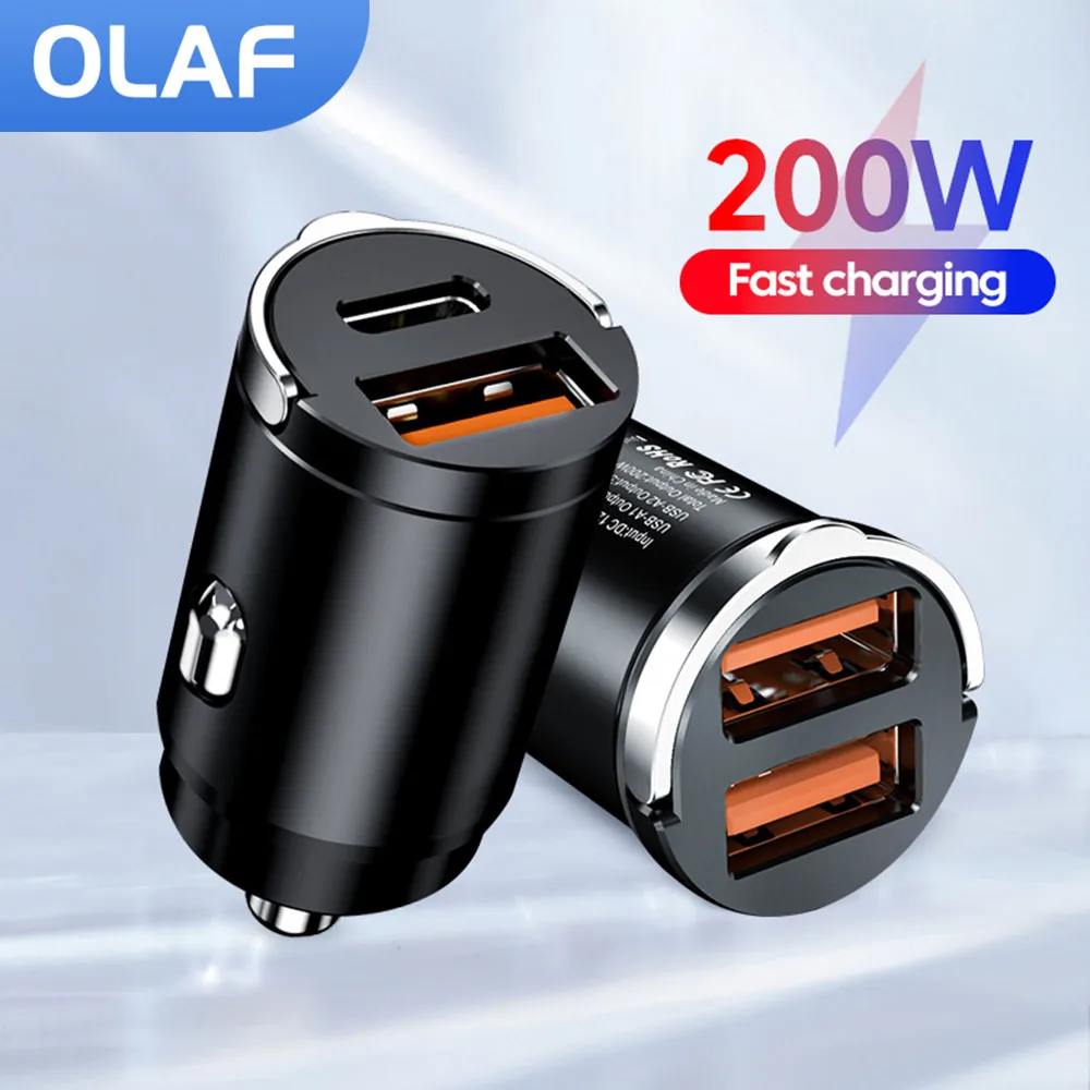 Olaf-200W-Mini-USB-Car-Charger-USB-C-Car-Phone-Fast-Charger-Charging ...