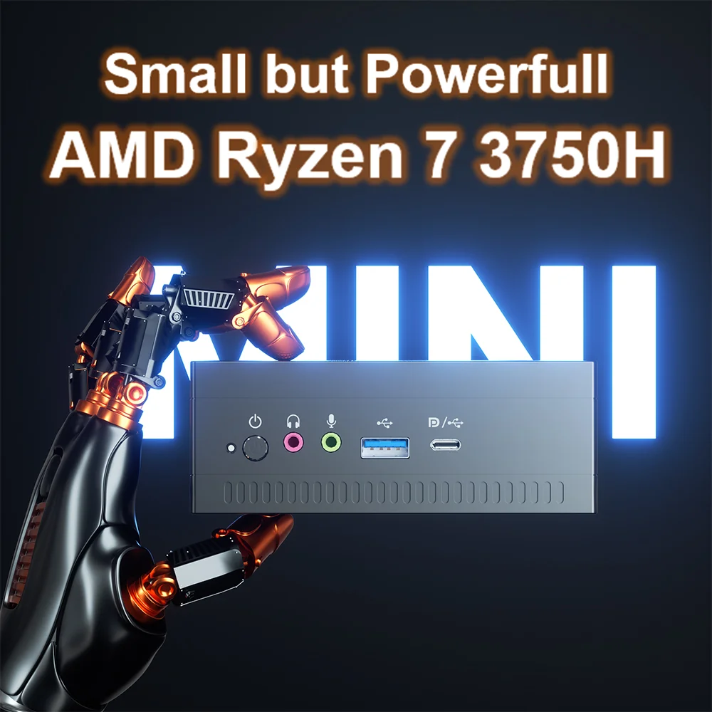 AMD คอมพิวเตอร์ขนาดเล็ก Ryzen 7 3750H 4แกน4.0GHz 2 * DDR4 M.2 NVMe SSD ...