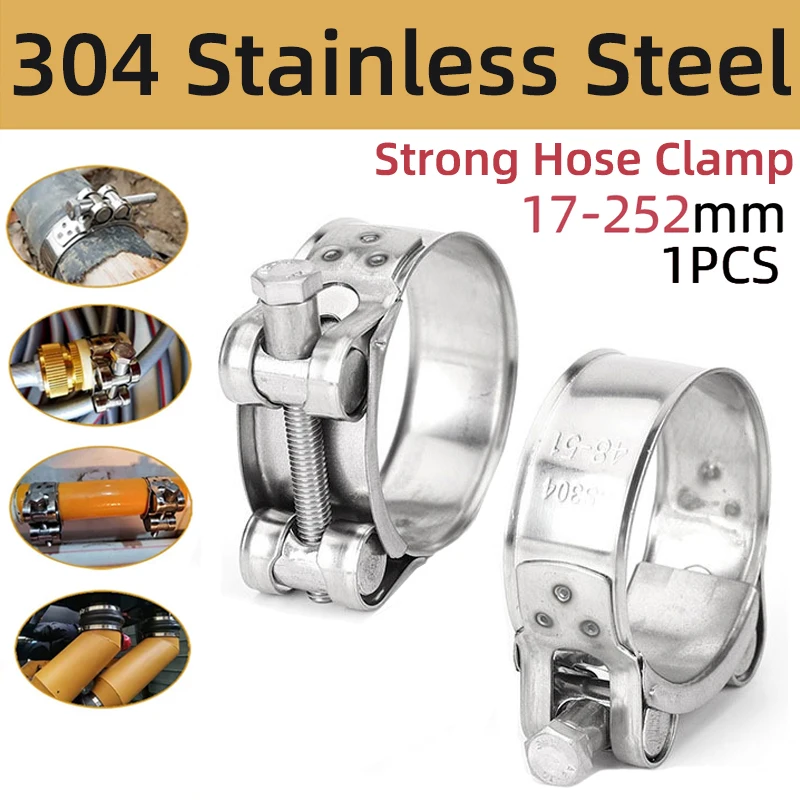 1PCS-304-Stainless-Steel-Water-Pipe-Clamps-17-252mm-Many-Sizes-European ...