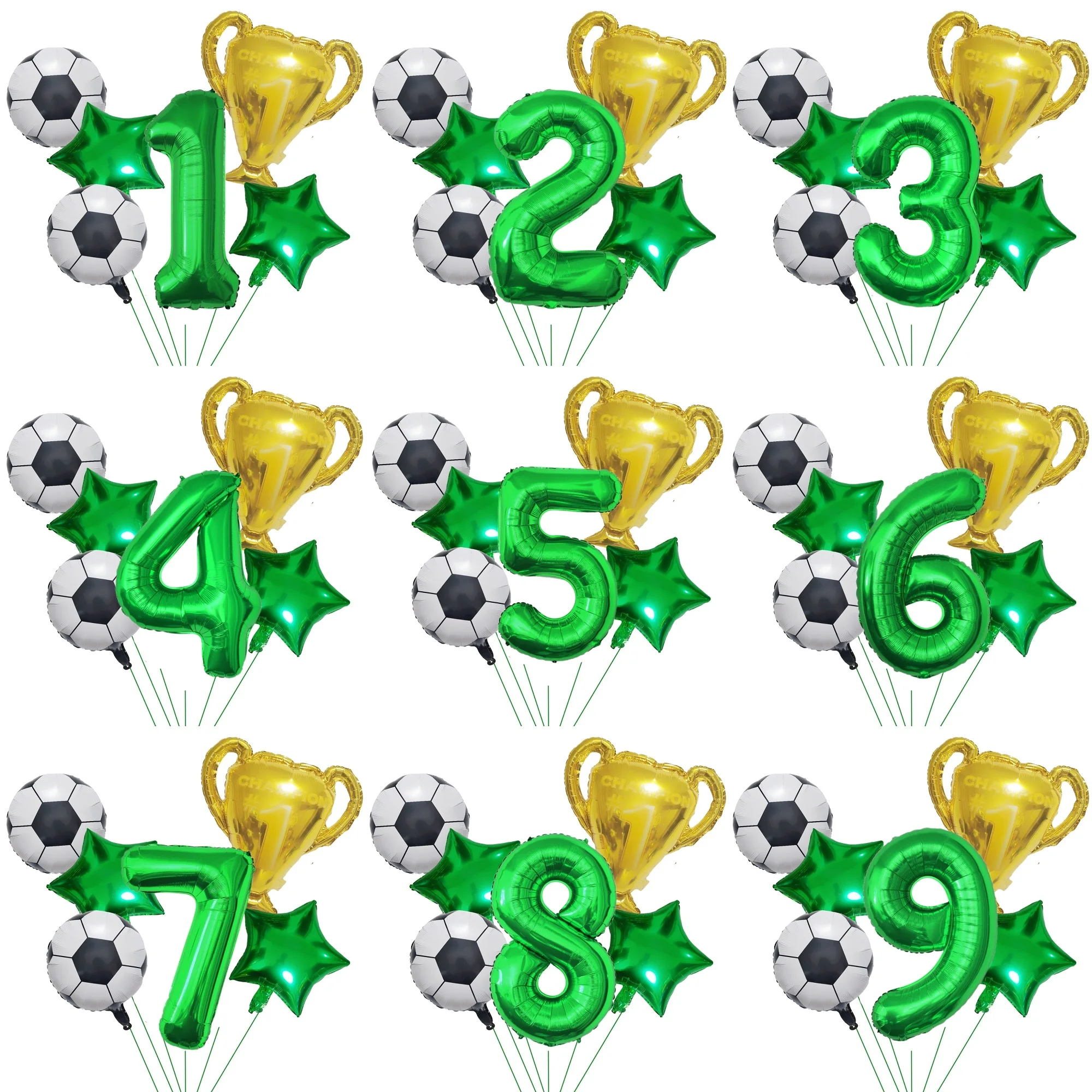6pcs Football Balloons Birthday Party Decorations Kids Boy 32Inch Green ...