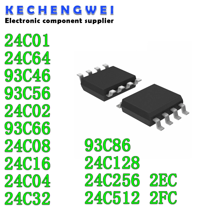 10PCS 24C01 24C02 24C04 24C08 24C16 24C32 24C64 24C128 24C256 24C512 ...
