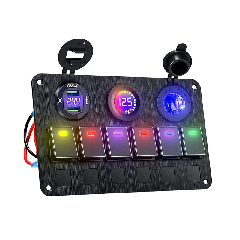RV-Waterproof-Switch-Panel-6-Gang-12V-Rocker-Switch-Panel-Car-with-USB ...