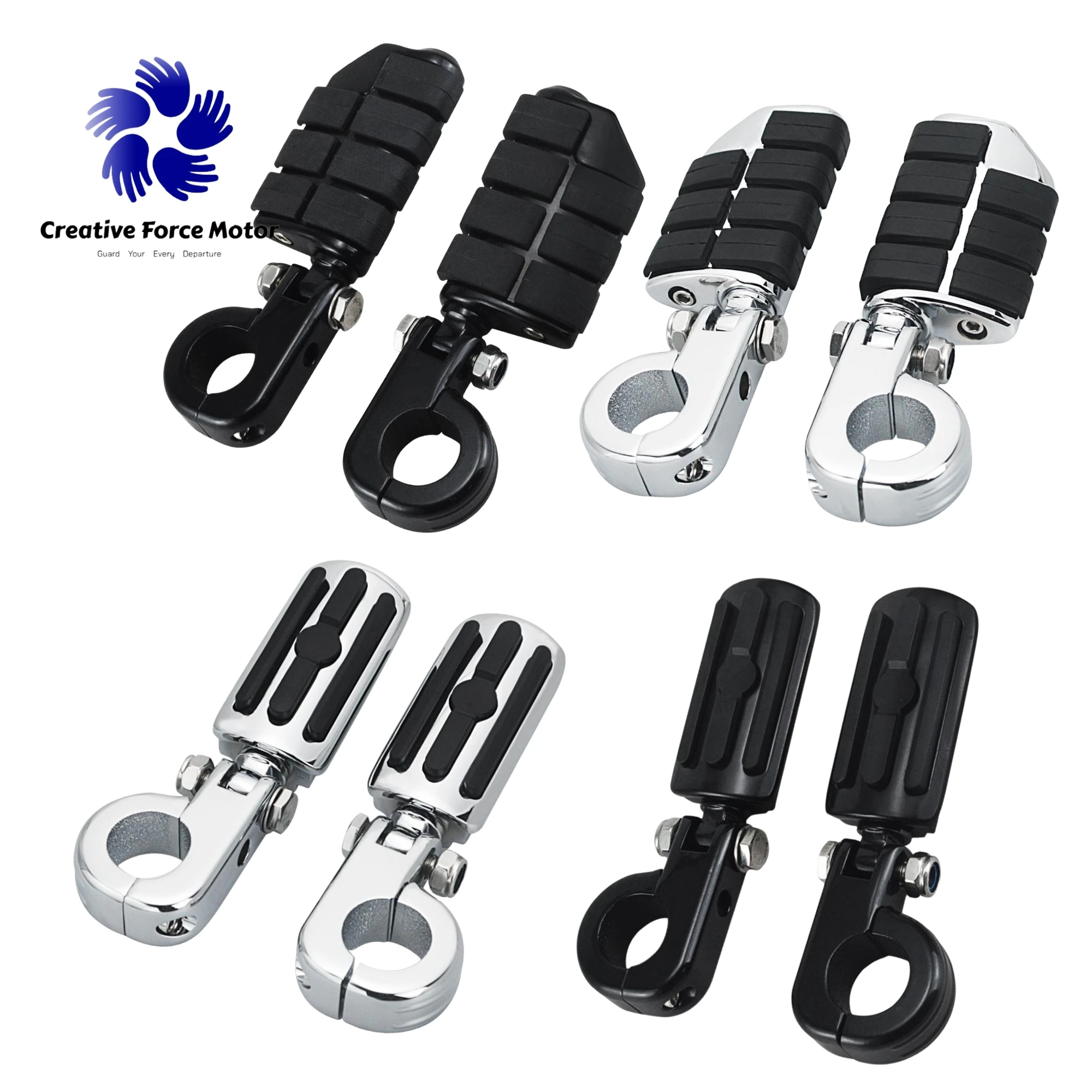 1-1-4-Motorcycles-Highway-Crash-Bar-Foot-pegs-Rest-Clamps-Engine-Guard ...