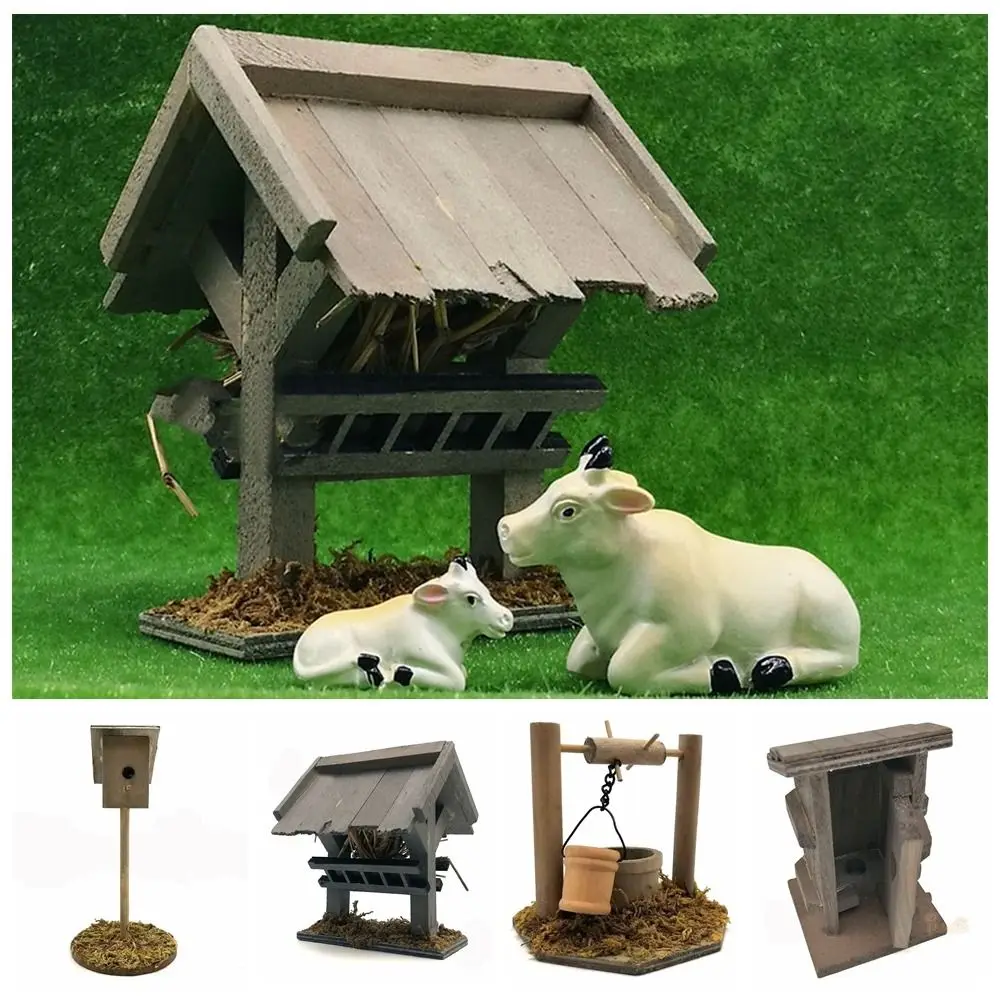 1-12Scale-Miniature-Manger-Figurine-Micro-Landscape-Wood-Dollhouse-Well ...