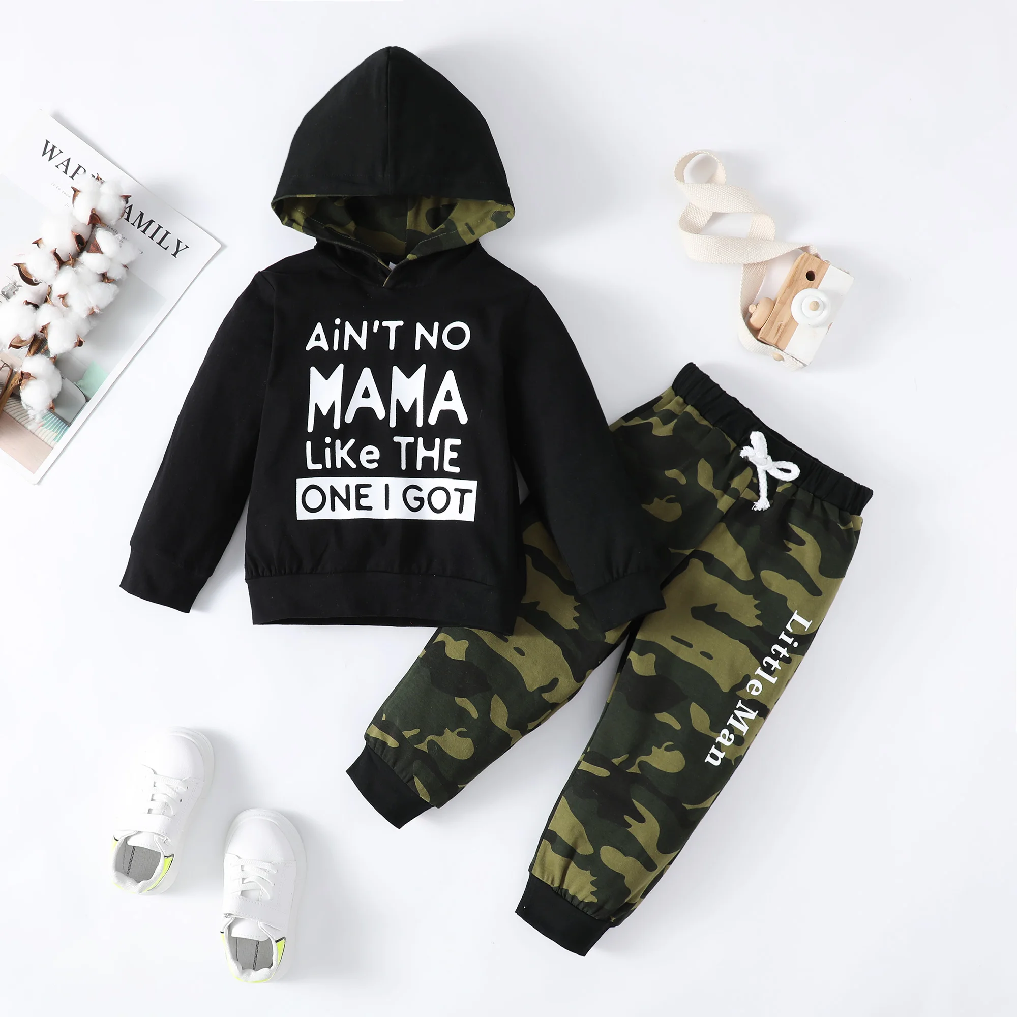 1-6Years Kids Toddler Boy Clothes Set Black Long Sleeved Hoodie ...