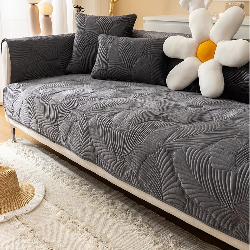 Thicken-Sofa-Mat-Cover-Nordic-Leaves-Jacquard-Lounge-Corner-L-Shape ...