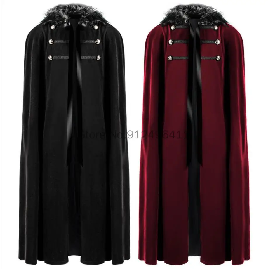 Unisex-Medieval-Pirate-Cloak-Halloween-G-tico-Com-Capuz-De-Pele-Longo-G ...