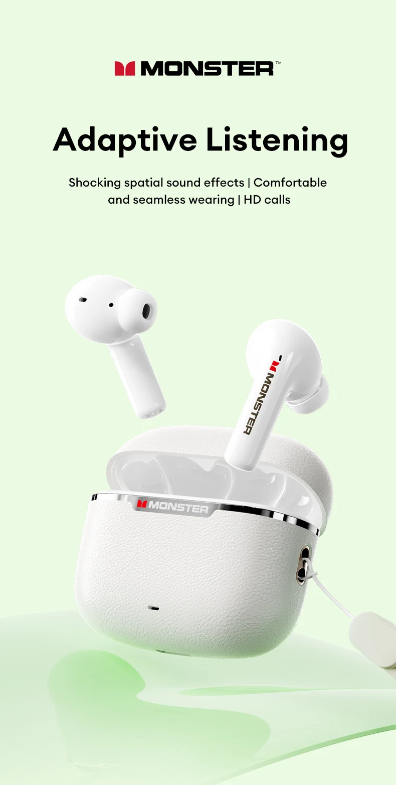 Monster MQT62 Wireless Bluetooth Earphones HIFI Surround Sound ENC Call ...