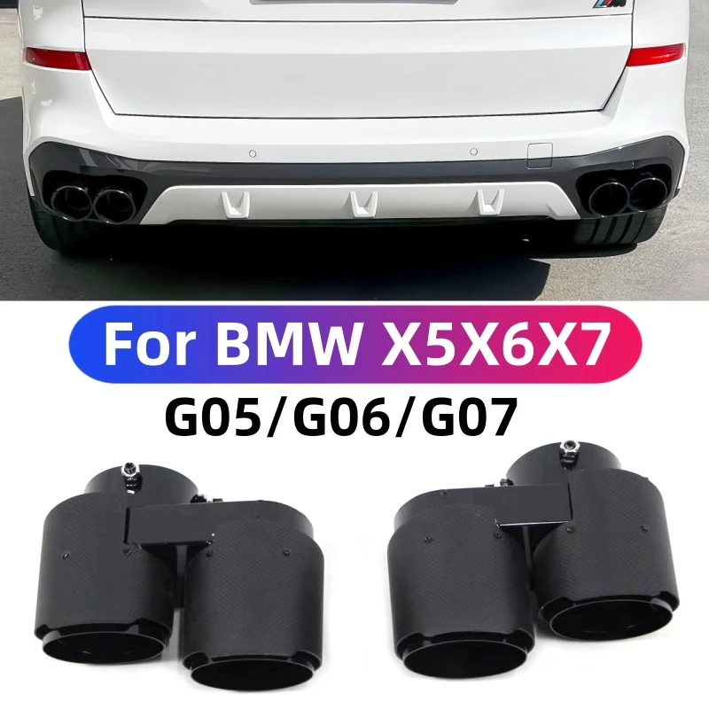 For-BMW-X5-X6-X7-Quad-Tailpipe-2020-to-2024-G05-G06-G07-Muffler-Carbon ...