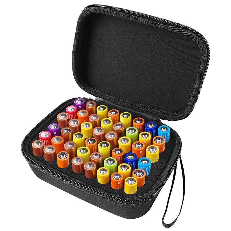 Hard-Battery-Organizer-Storage-Box-Carrying-Case-Holds-48-Batteries-AA ...