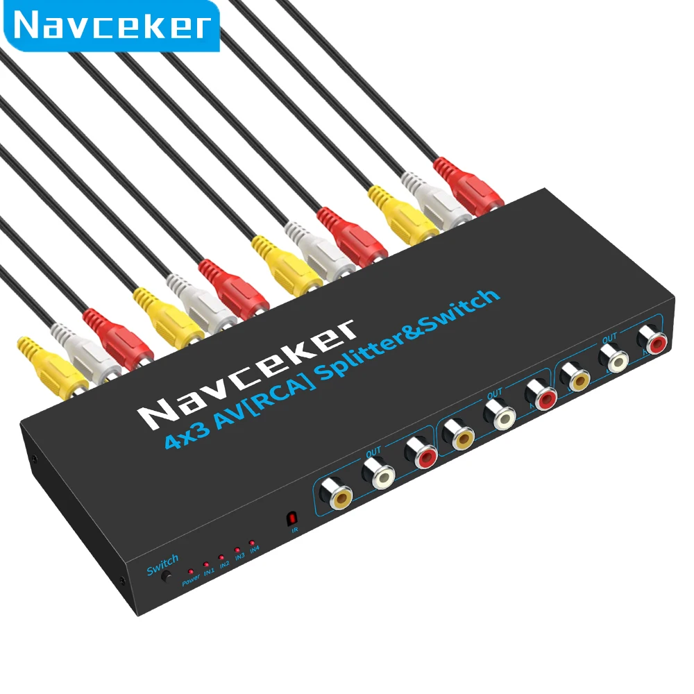 Navceker-RCA-AV-Switch-Splitter-Box-4-In-3-Out-AV-Audio-Video-Signal ...