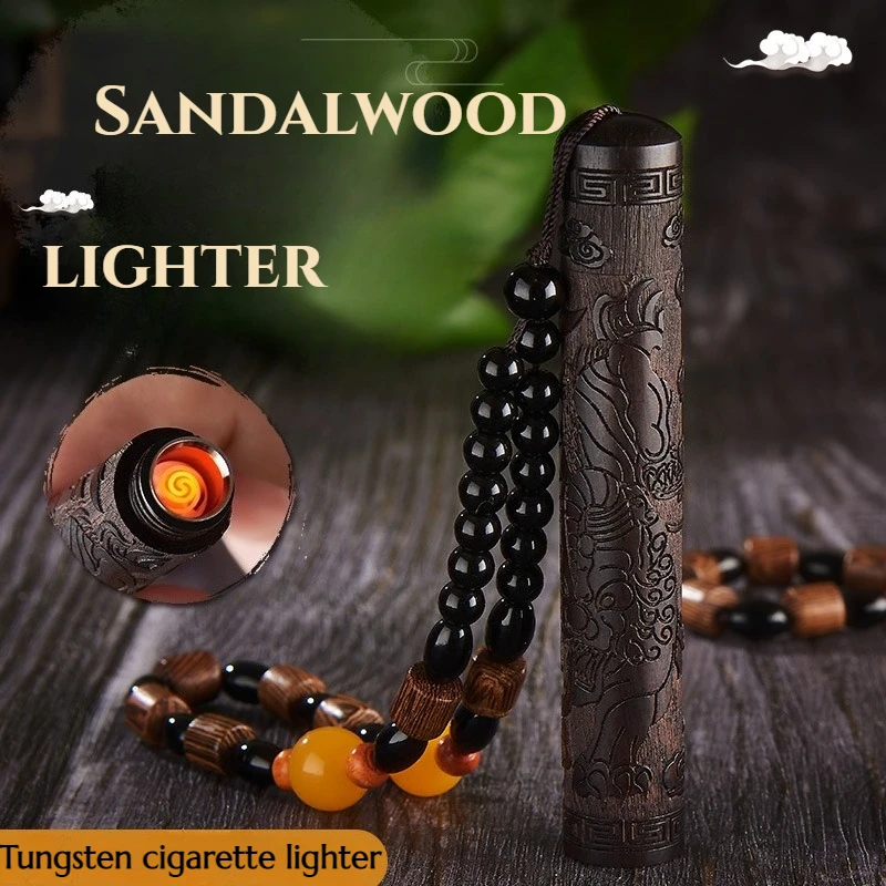 Ebony Solid Wood Props Incense Lighter Rechargeable Lighter ...