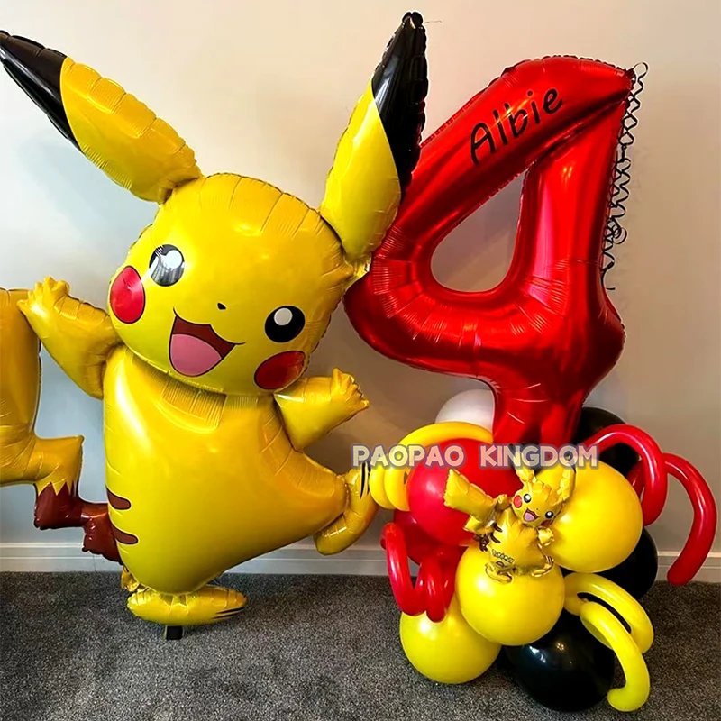 Cartoon Pokemon Pikachu Theme Foil Balloons Set Latex Balloon Kids ...