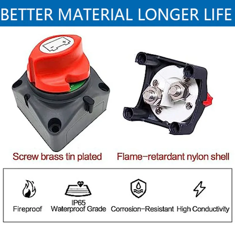 New Auto Battery Disconnect Switch 12V 24V Marine 200A 300A Dual Mass ...