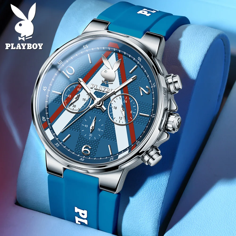PLAYBOY-Sports-Chronograph-Quartz-Watch-for-Men-Fashion-Silicone-Strap ...