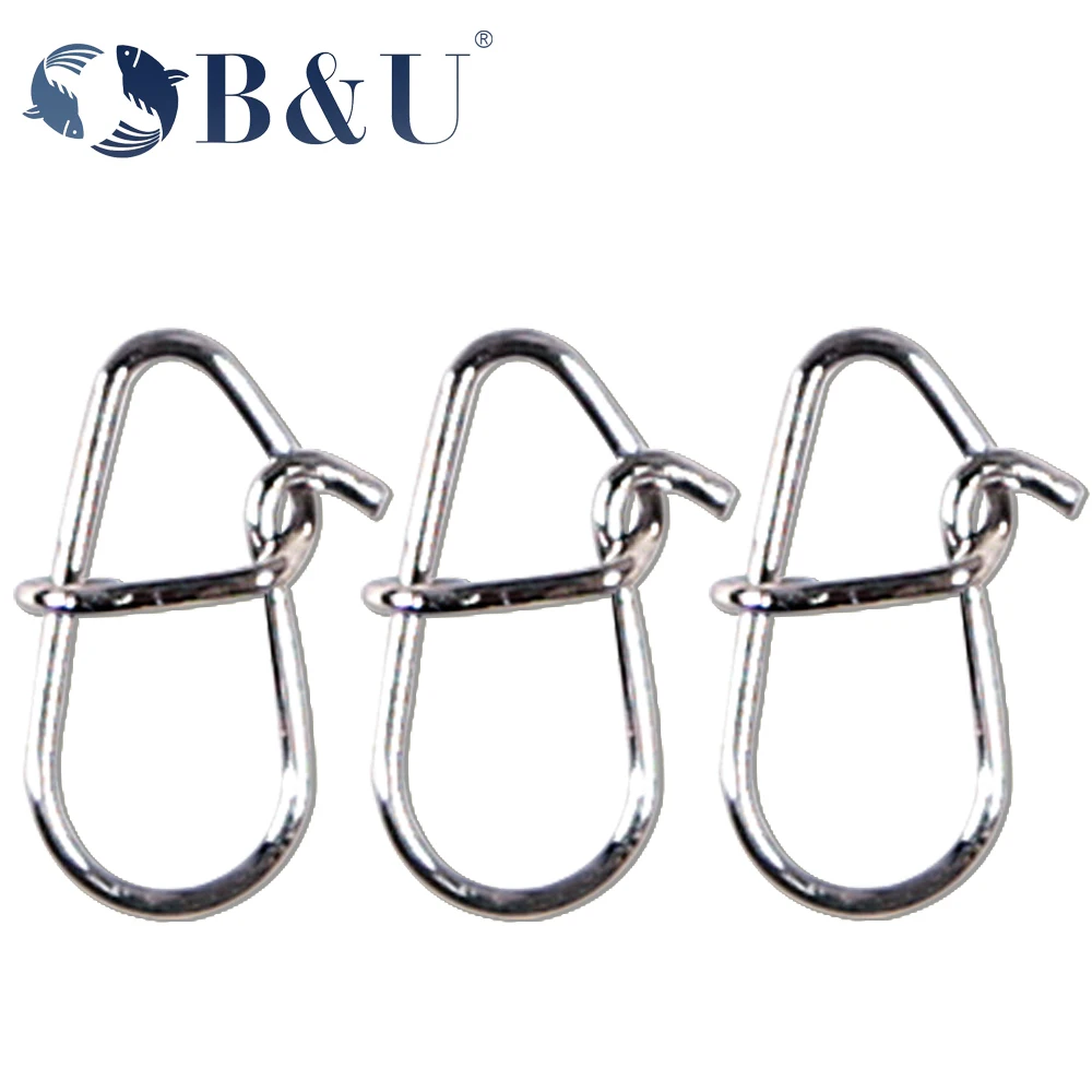 B&U 50pcs Micro Stainless Steel Fishing Snaps Clips Fast lock Clips ...