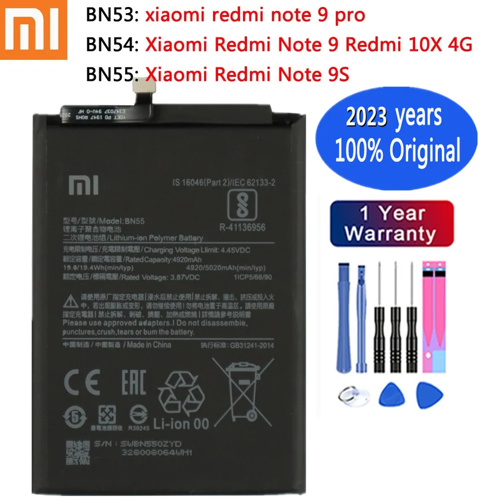 샤오미 레드미 노트 9 프로/노트 9 5G / 10X 4G/노트 9S 용 오리지널 100% 배터리, 5020mAh BN53 ...