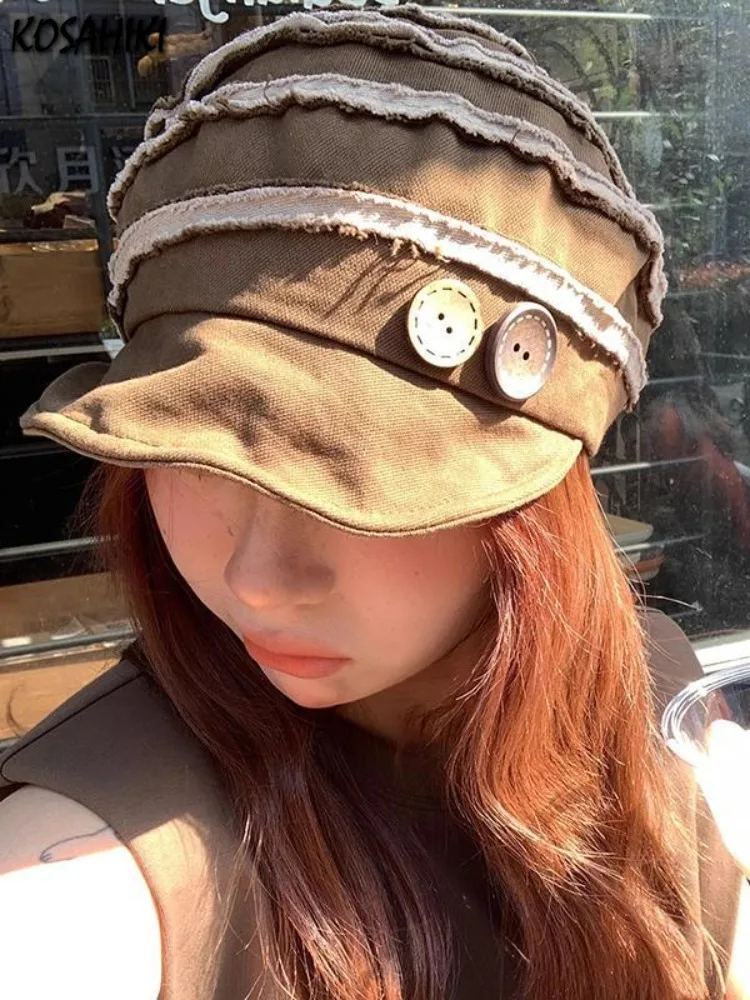 Streetwear Olive Green Punk Hat Harajuku Style Patchwork Fashion Simple ...