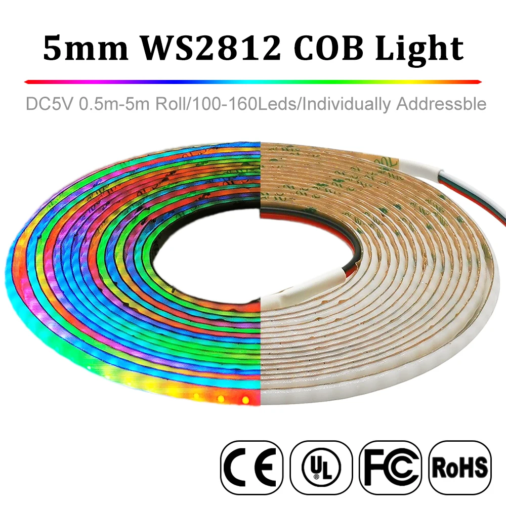 5V-WS2812B-RGBIC-COB-LED-Strip-5mm-WS2812-Individually-Addressable ...
