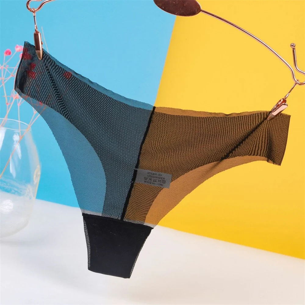 Ультратонкое шелковое бесшовное нижнее белье, женские стринги-танга ...