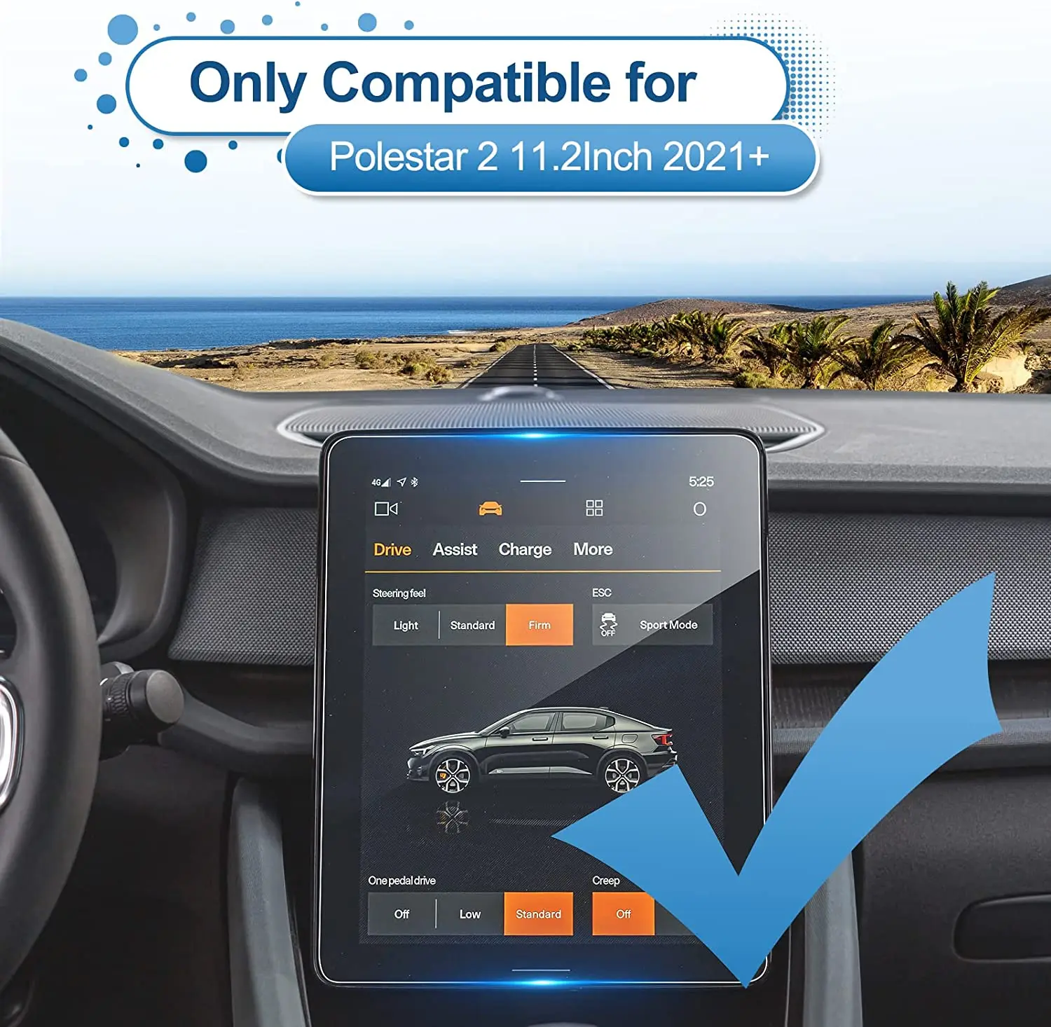 For Polestar 2 2021 2022 2023 11.15 Inch CAR LCD Navigation Tempered ...
