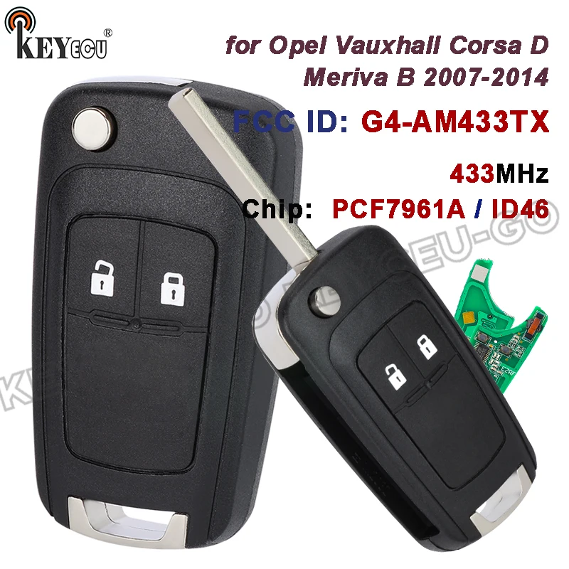 KEYECU 433MHz PCF7961A/ID46 Chip G4-AM433TX para Opel/Vauxhall Corsa D ...