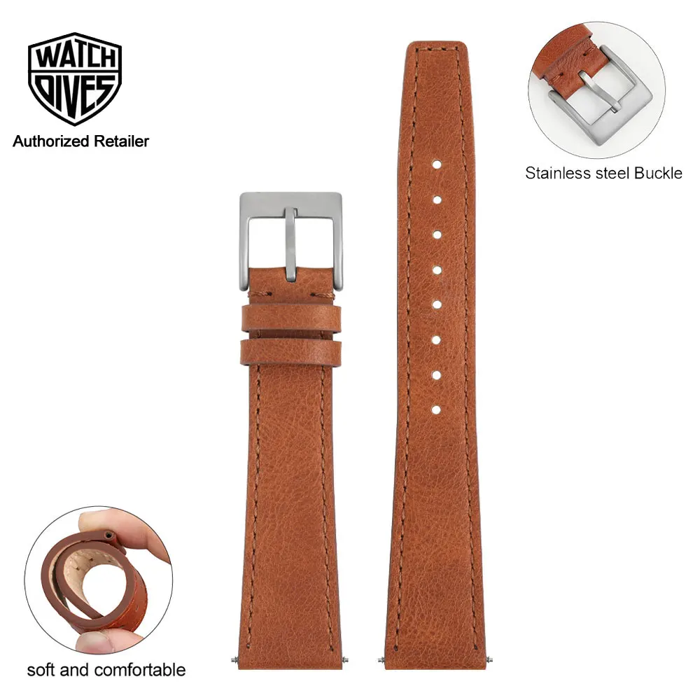 Watchdives-20Mm-Lederen-Horlogebanden-Snelle-Vervangende-Band-Lederen ...