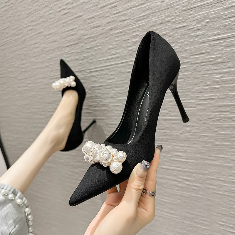 Black Shoes With Pearls