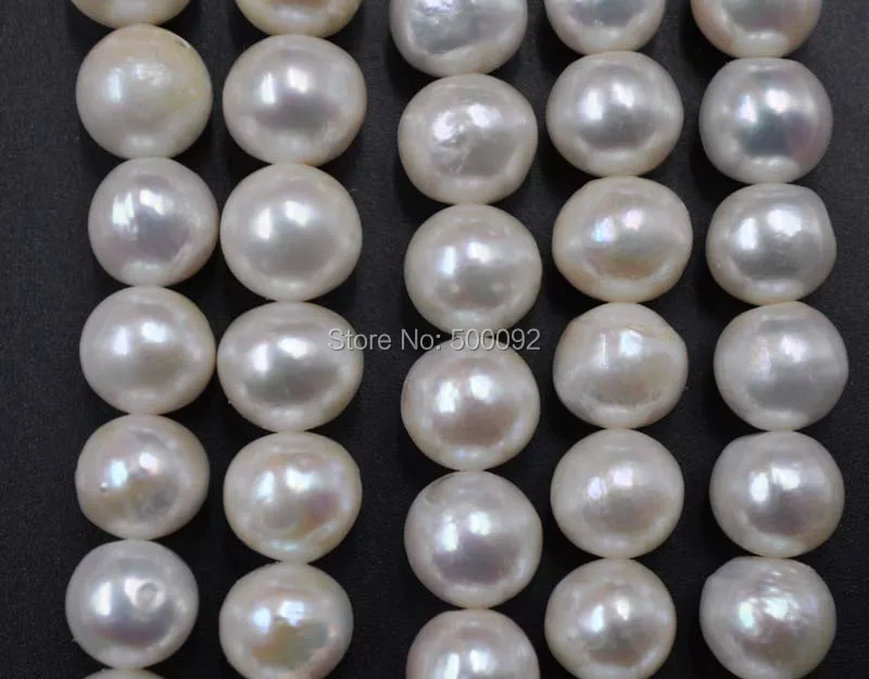 Lote de perlas blancas cultivadas, 3 hebras, 9 10mm, piel gruesa ...