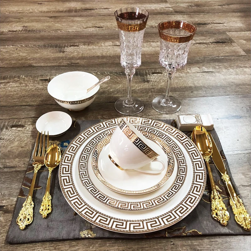 Full Tableware Plates Bone China Plate Tableware Set Cutlery Tableware ...