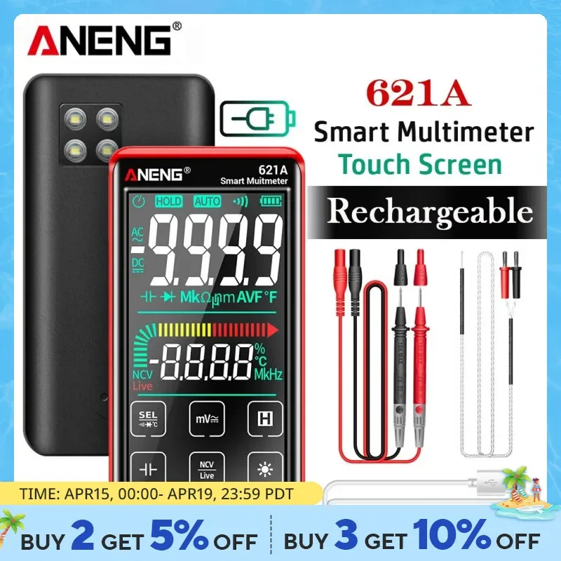 ANENG-621A-Smart-Digital-Multimeter-Touch-Screen-Multimetro-Tester ...