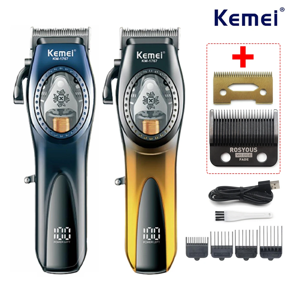 9000RPM Kemei KM-1767 Professional Hair Clipper for Men LCD Magnetic ...