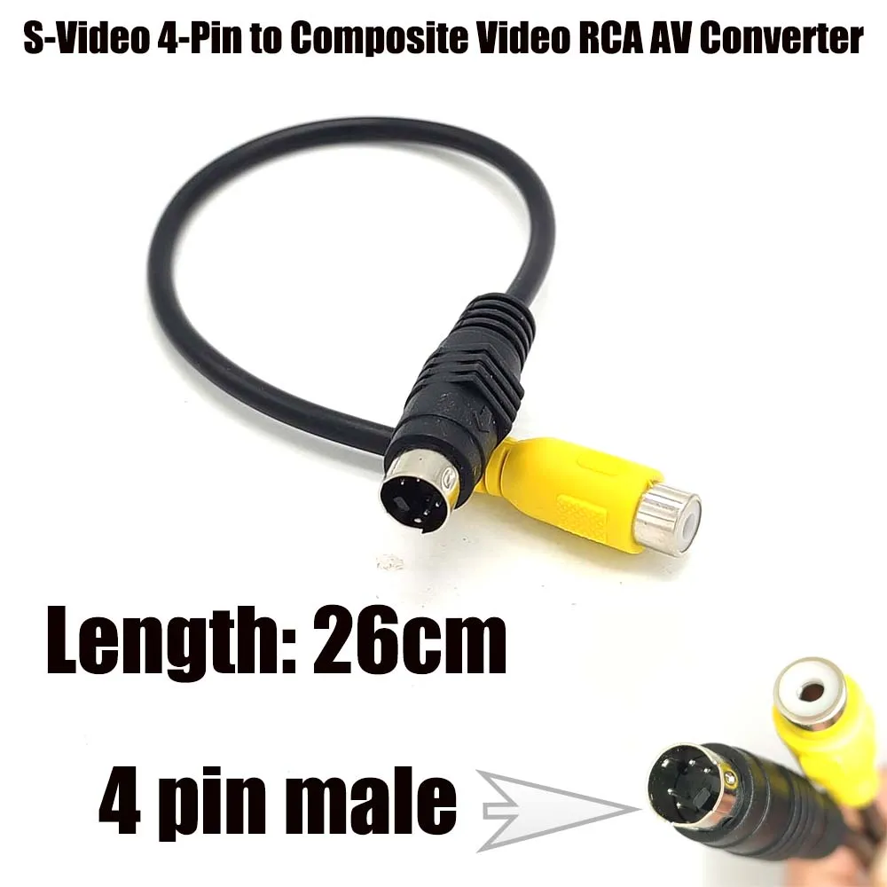 S-Video 4-Pin 4pin to Composite Video RCA AV TV Converter Cable adapter ...