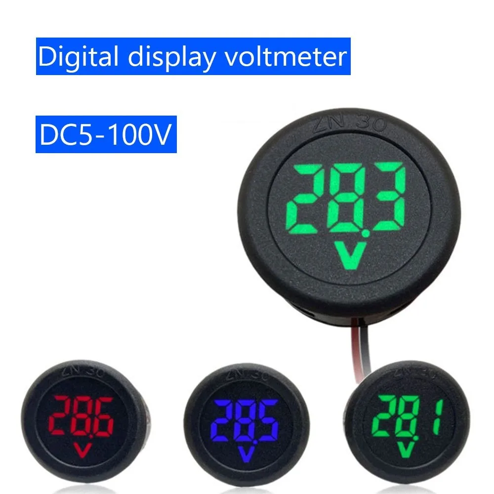 Universal DC 4-100V Car Voltmeter Circular Two-wire Panel Voltage Meter ...