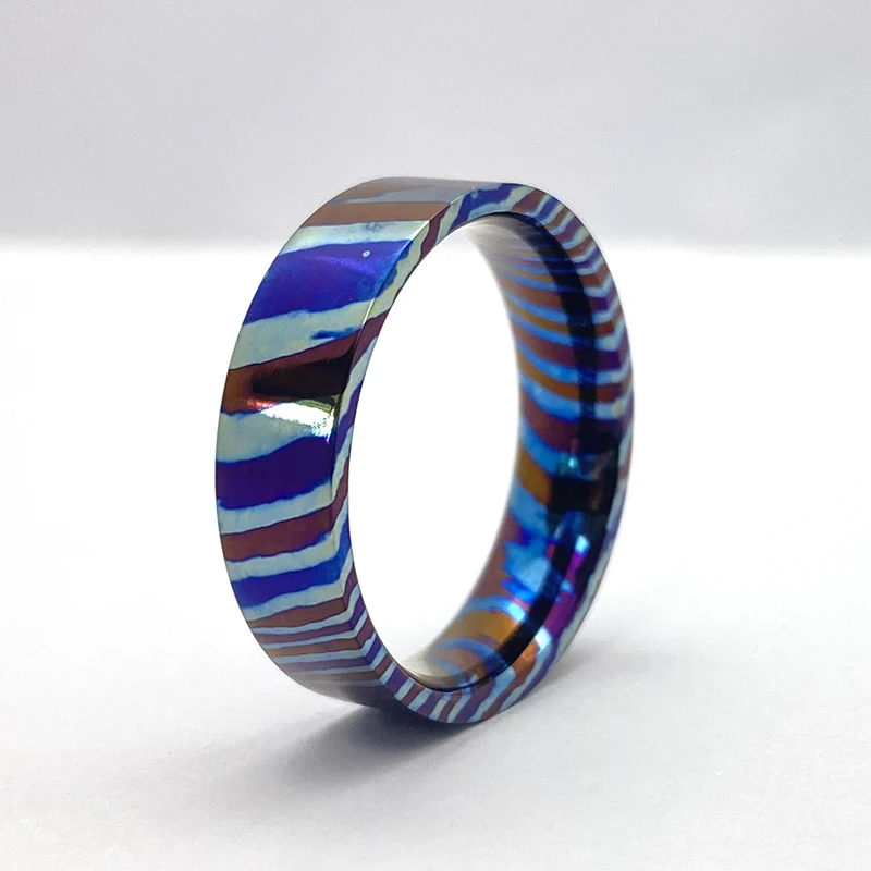 Unique-Handmade-Design-6mm-Flat-Core-Titanium-Alloy-Damascus-Timascus ...