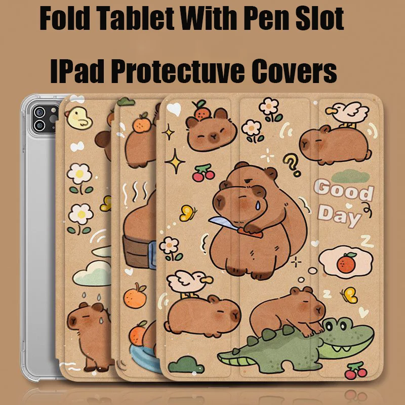 Cute-Capybara-Cartoon-Ipad-Case-Kawaii-Anime-10-2-Inch-Air5-4-11Pro ...