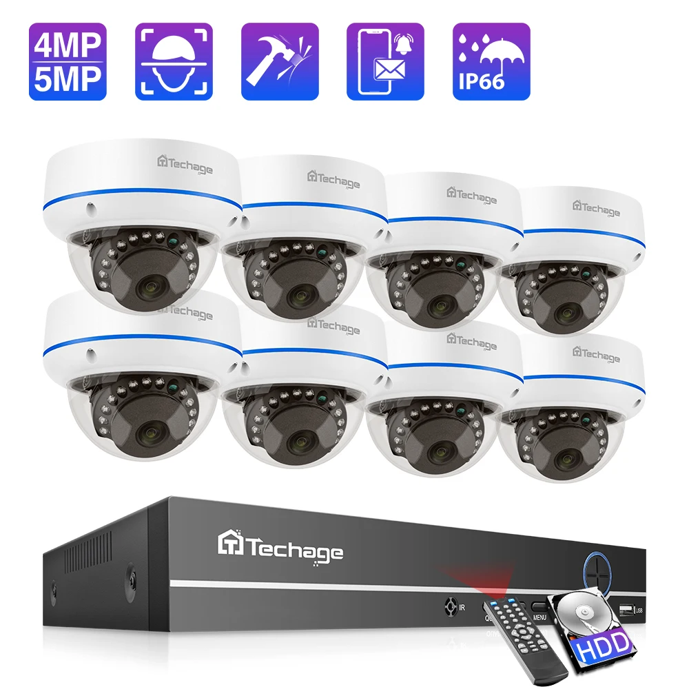 Techage-H-265-8CH-4MP-5MP-POE-Camera-System-Human-Detect-Audio-Record ...
