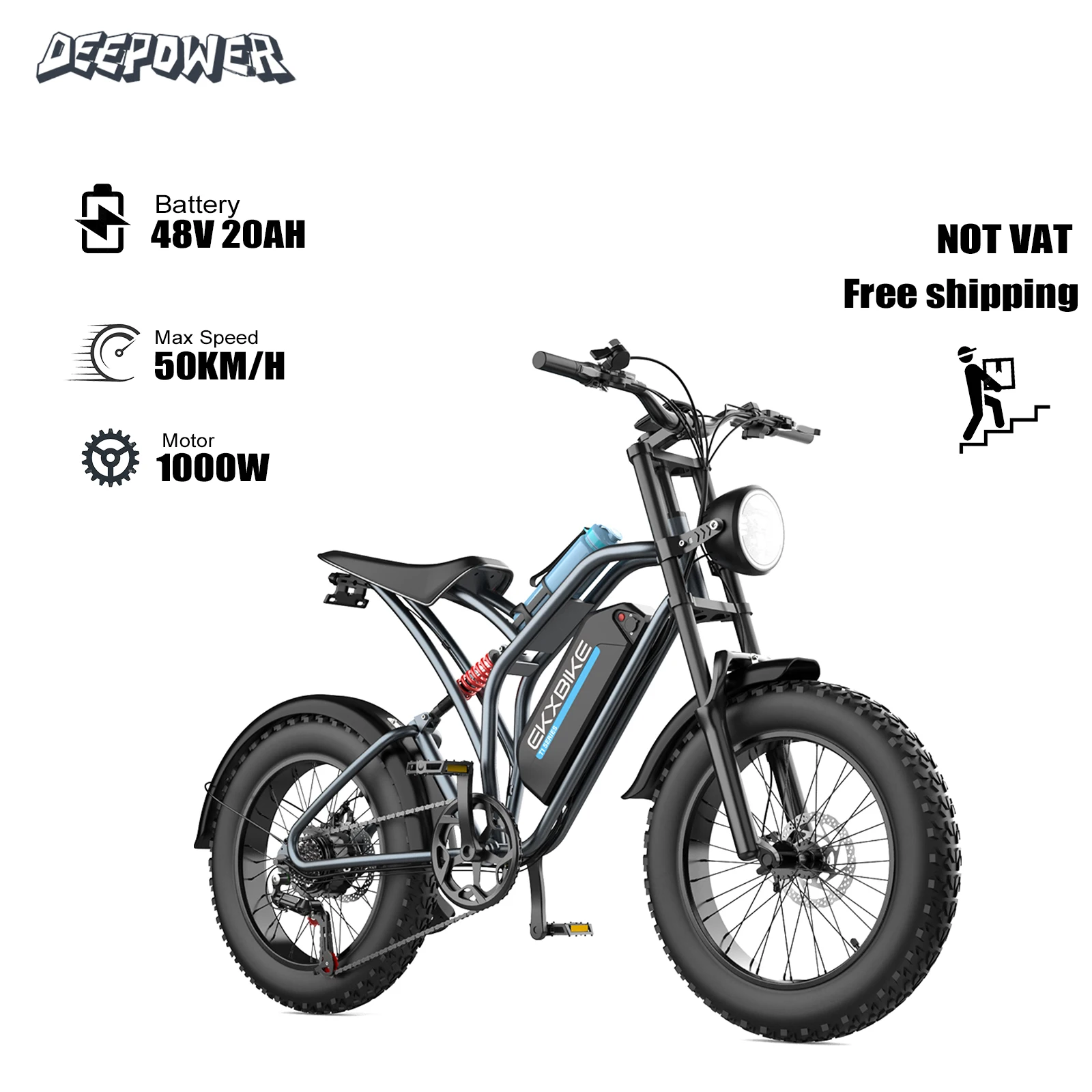 DEEPOWER-T1-Electric-Bicycle-1000W-48V-20AH-electric-dirt-bike-Adult ...