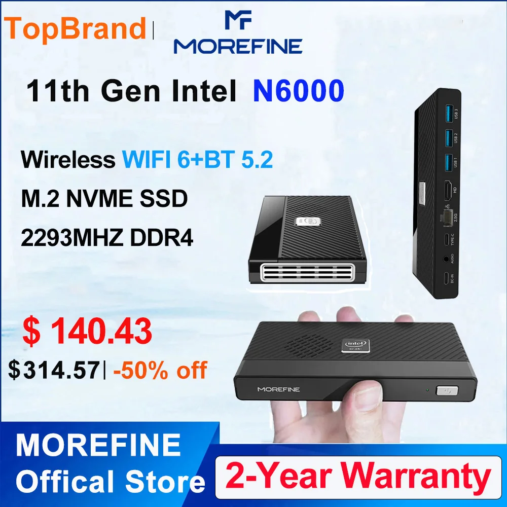MOREFINE M6 Mini PC 11th Gen Intel N5105 2.9GHz Windows 10 Pro DDR4 ...