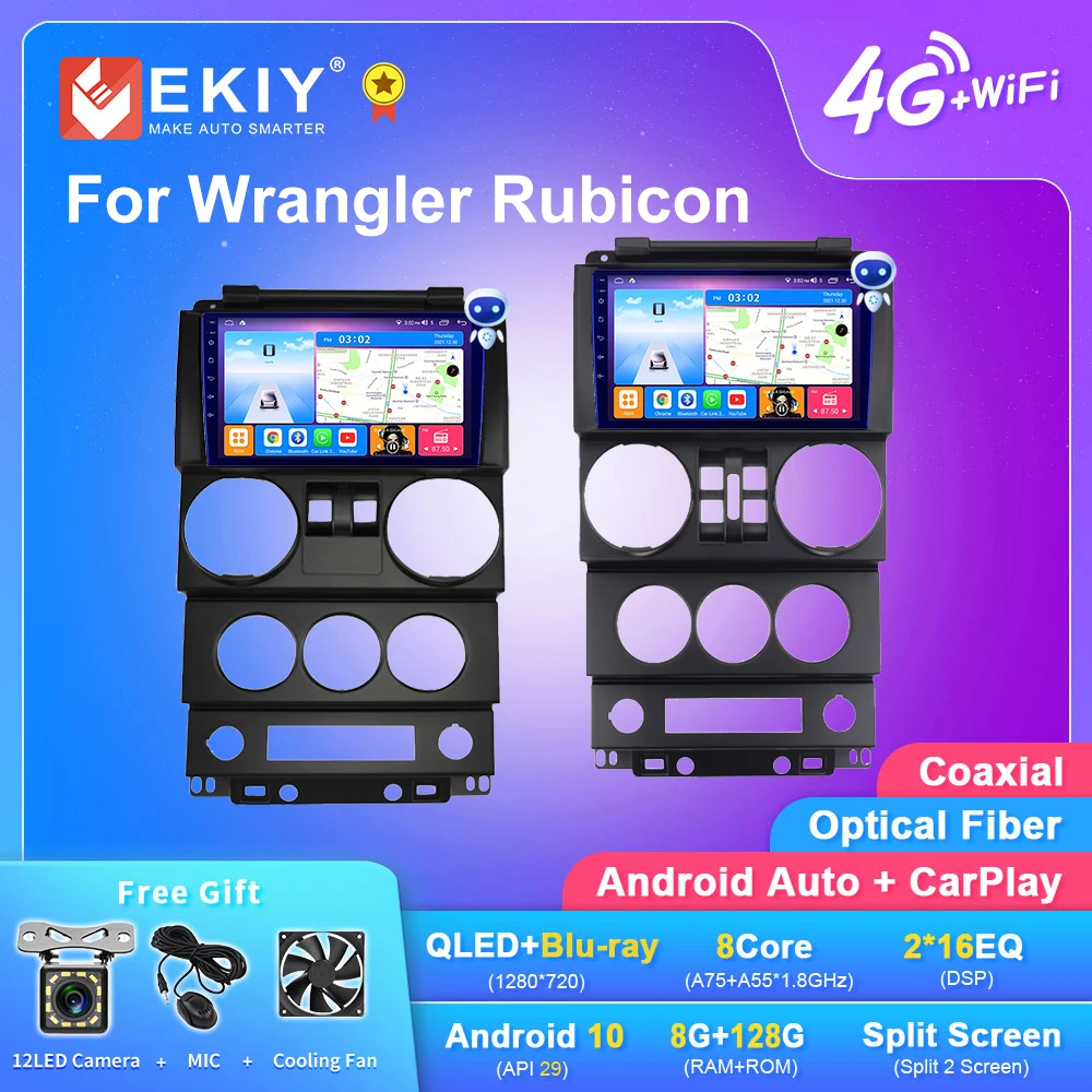 Ekiy Qled Car Radio For Wrangler Rubicon Android 10.0 Stereo Multimedia ...