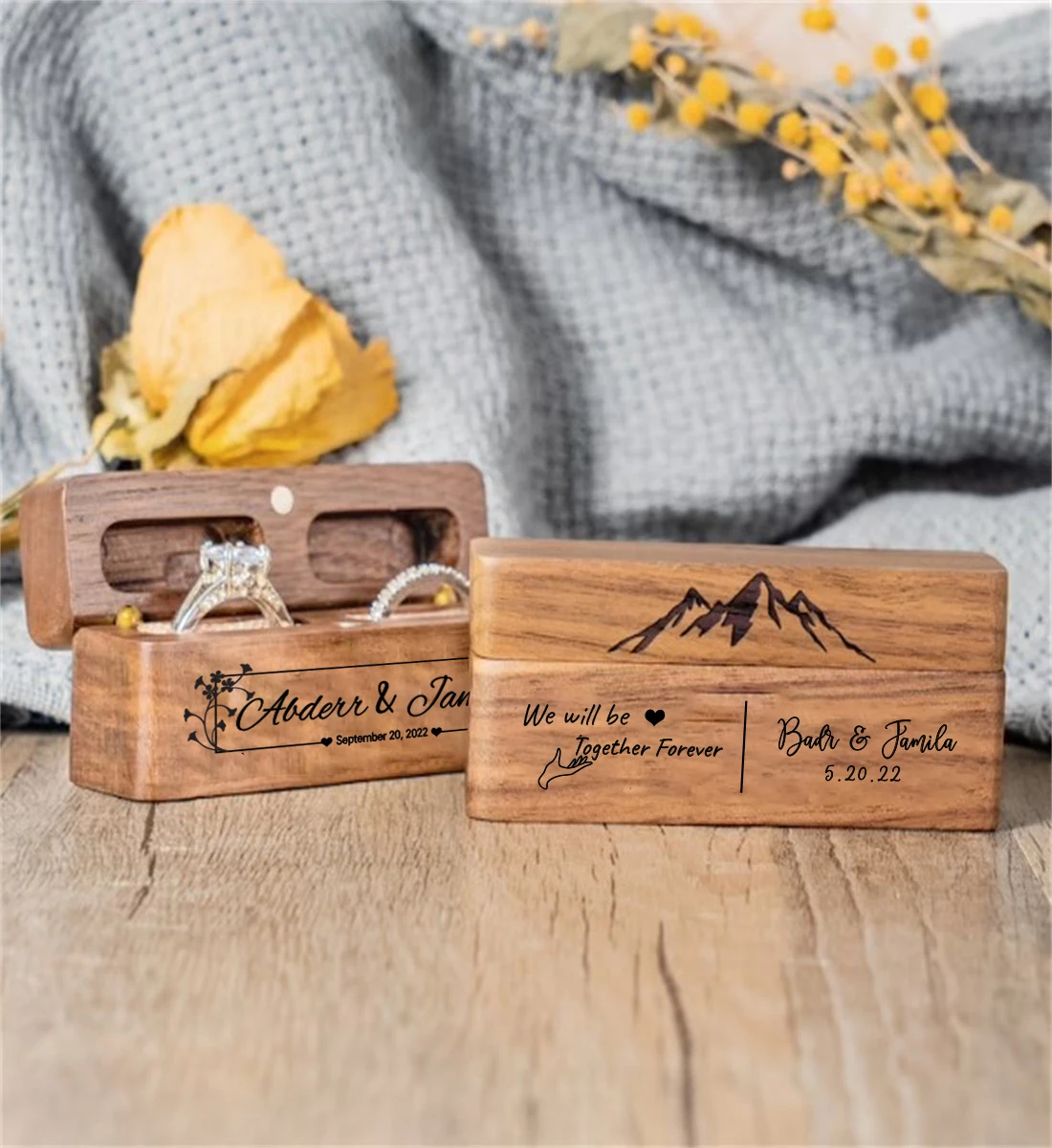 Rustic Wood Custom Wedding Ring Box | Wedding Ring Boxes Ceremony ...