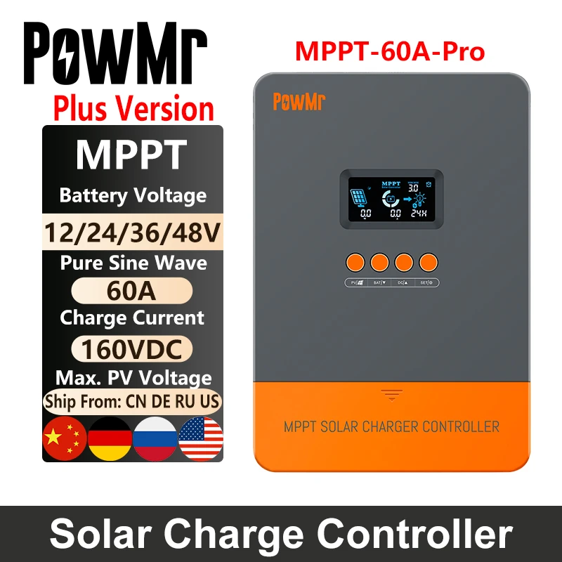 PowMr 100% MPPT 60A Solar Charge Controller 160V Plus Version DSP Regulator Work For Solar ...