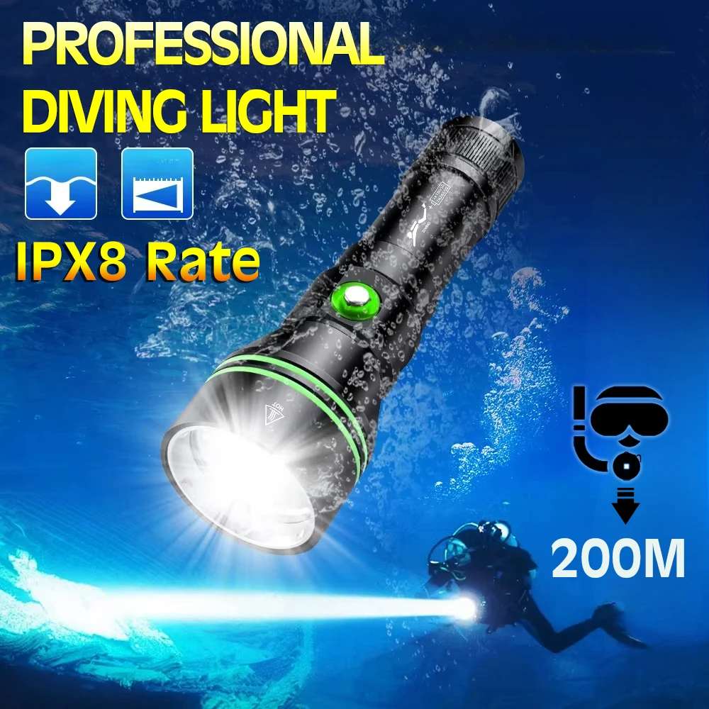 XHP70.2 High Power Professional Scuba Diving Flashlight Powerful Bright ...