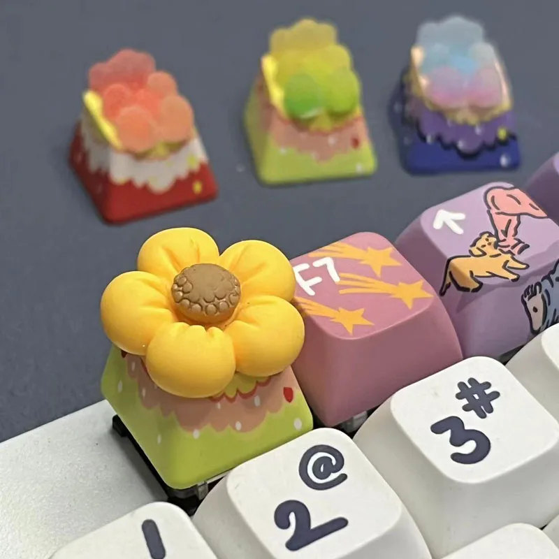 DIY-Cartoon-Flower-Keycap-Bottom-Backlit-Keycap-Cherry-MX-Cross-Axis ...